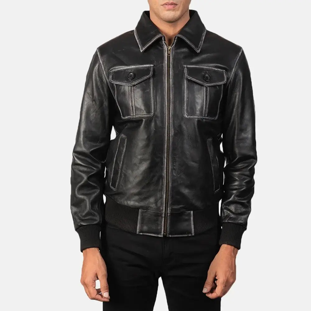 City Ranger Leather Jacket | Leather Bomber Jacket – M Dome