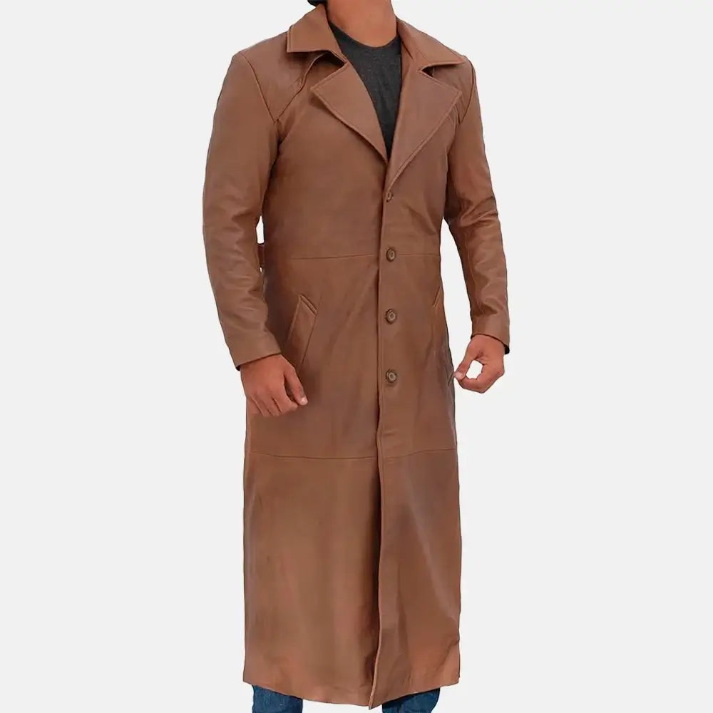 Lone Rider Mens Leather Duster Coat – M Dome