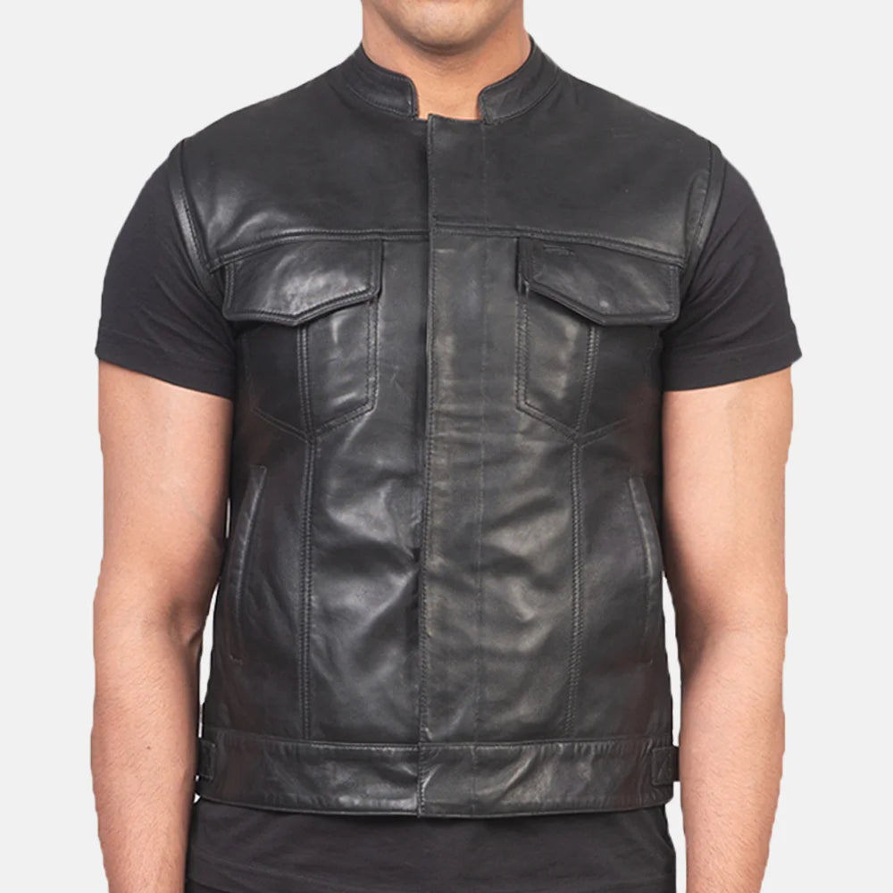 Rural Bandit Leather Motorcycle Vest – M Dome